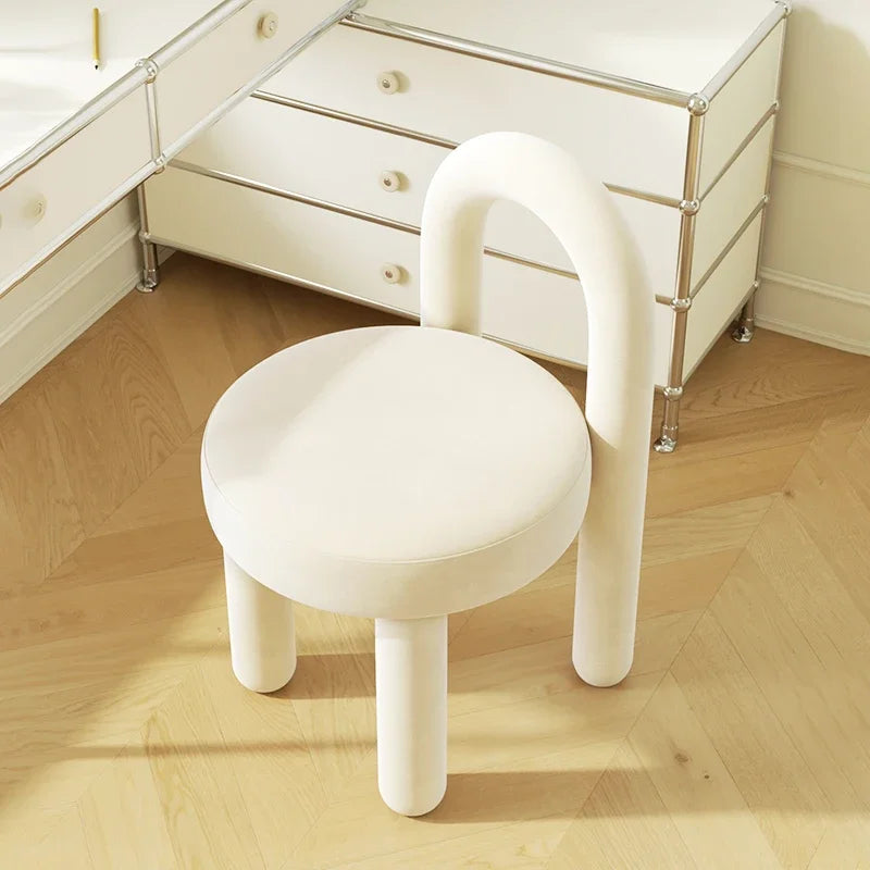 Modern Minimalist White Vanity Chair With Backrest on Luulla