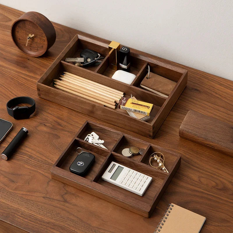 Wooden Desk Organizer With Multiple Compartments For Accessories on Luulla