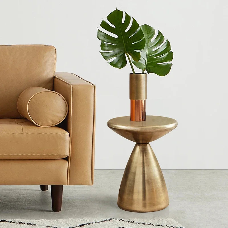Modern Brushed Brass Side Table With Round Top on Luulla