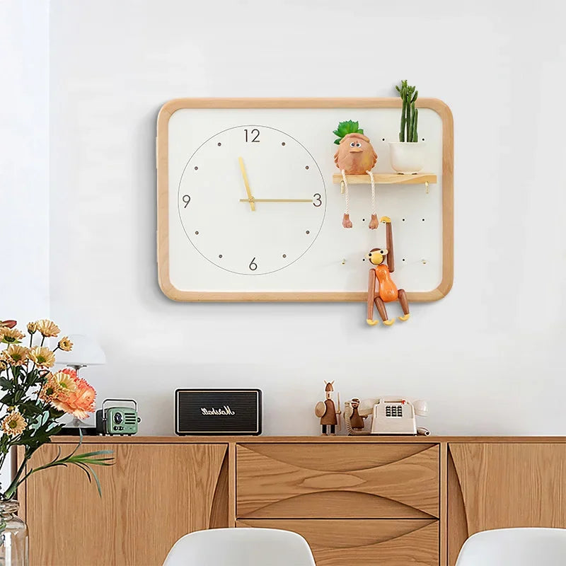 Modern Wooden Wall Clock With Playful Figures Decoration on Luulla