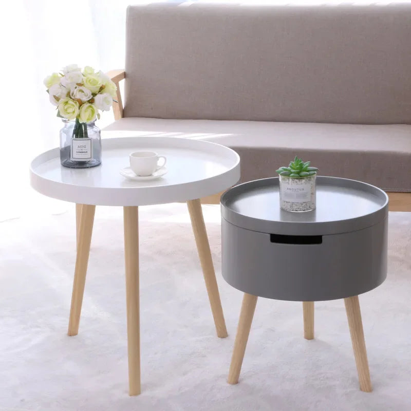 Modern Round Side Tables With Storage Compartment Set on Luulla