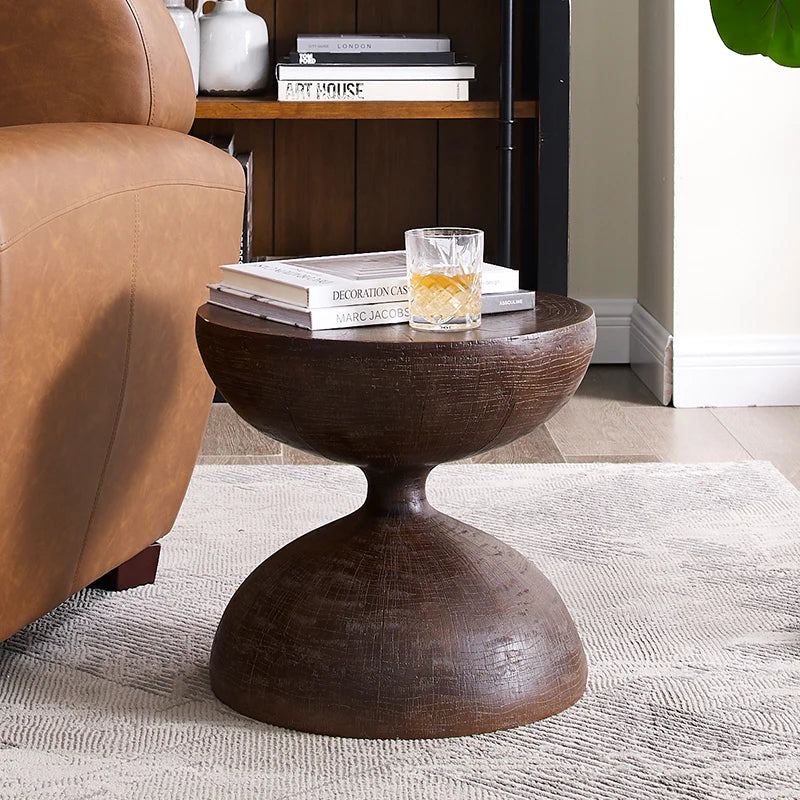 Rustic Solid Wood Hourglass-shaped Side Table on Luulla