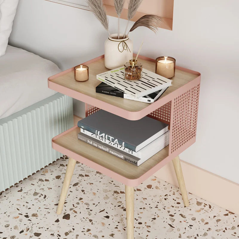 Modern Two-tier Wooden Bedside Table With Storage on Luulla
