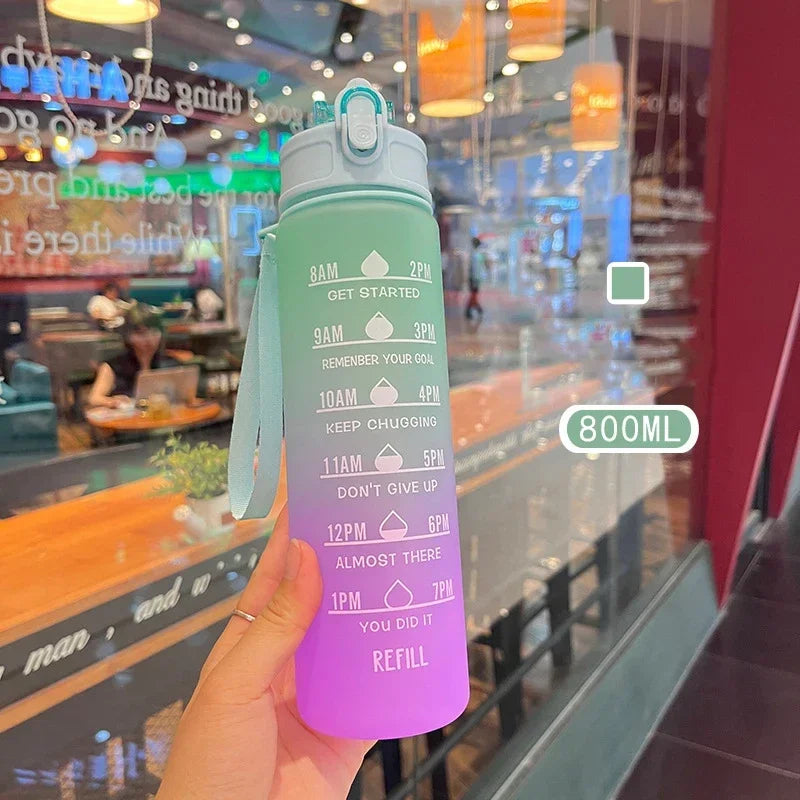 Motivational Gradient Water Bottles With Time Markers on Luulla