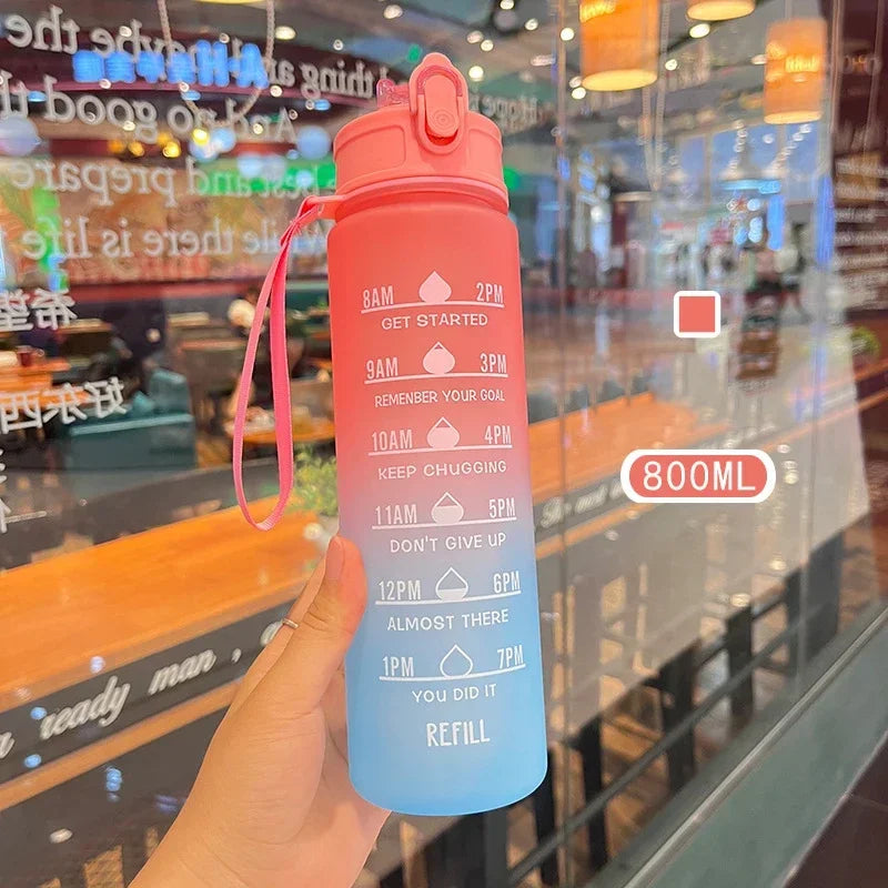 Motivational Gradient Water Bottles With Time Markers on Luulla