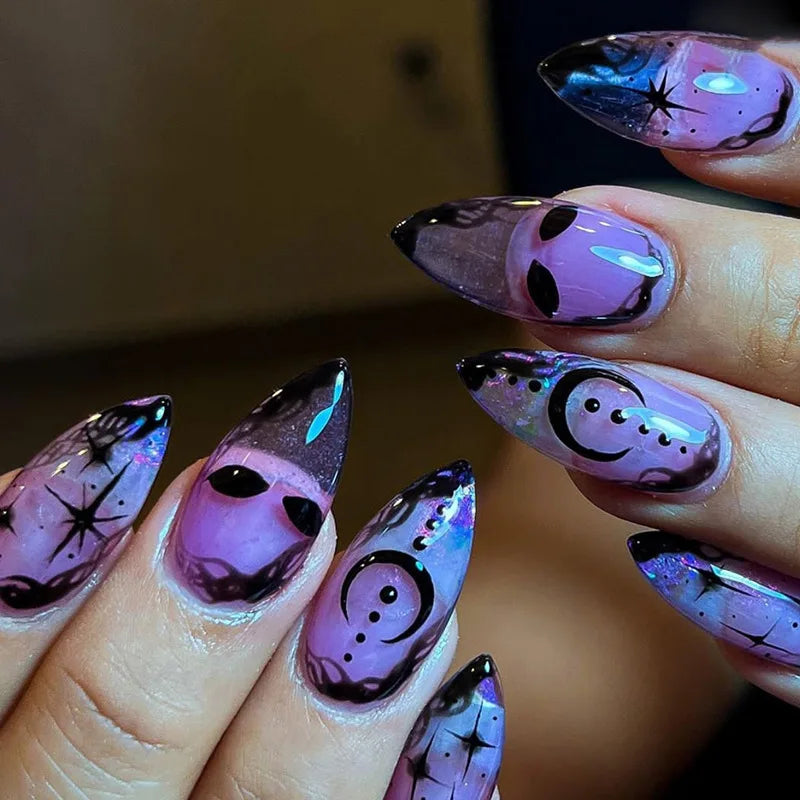 Purple Galaxy Alien Stiletto Press-on Nails on Luulla