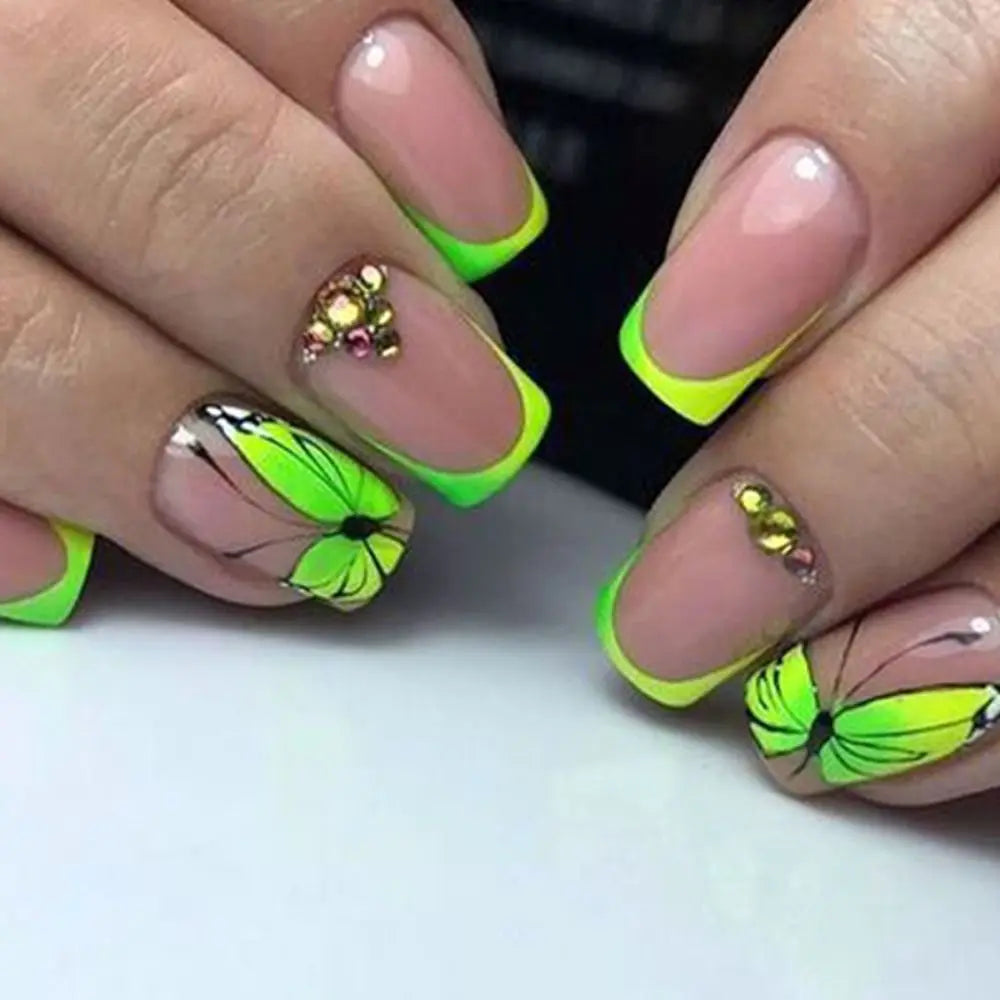 Neon Butterfly French Tip Nail Art Stickers on Luulla