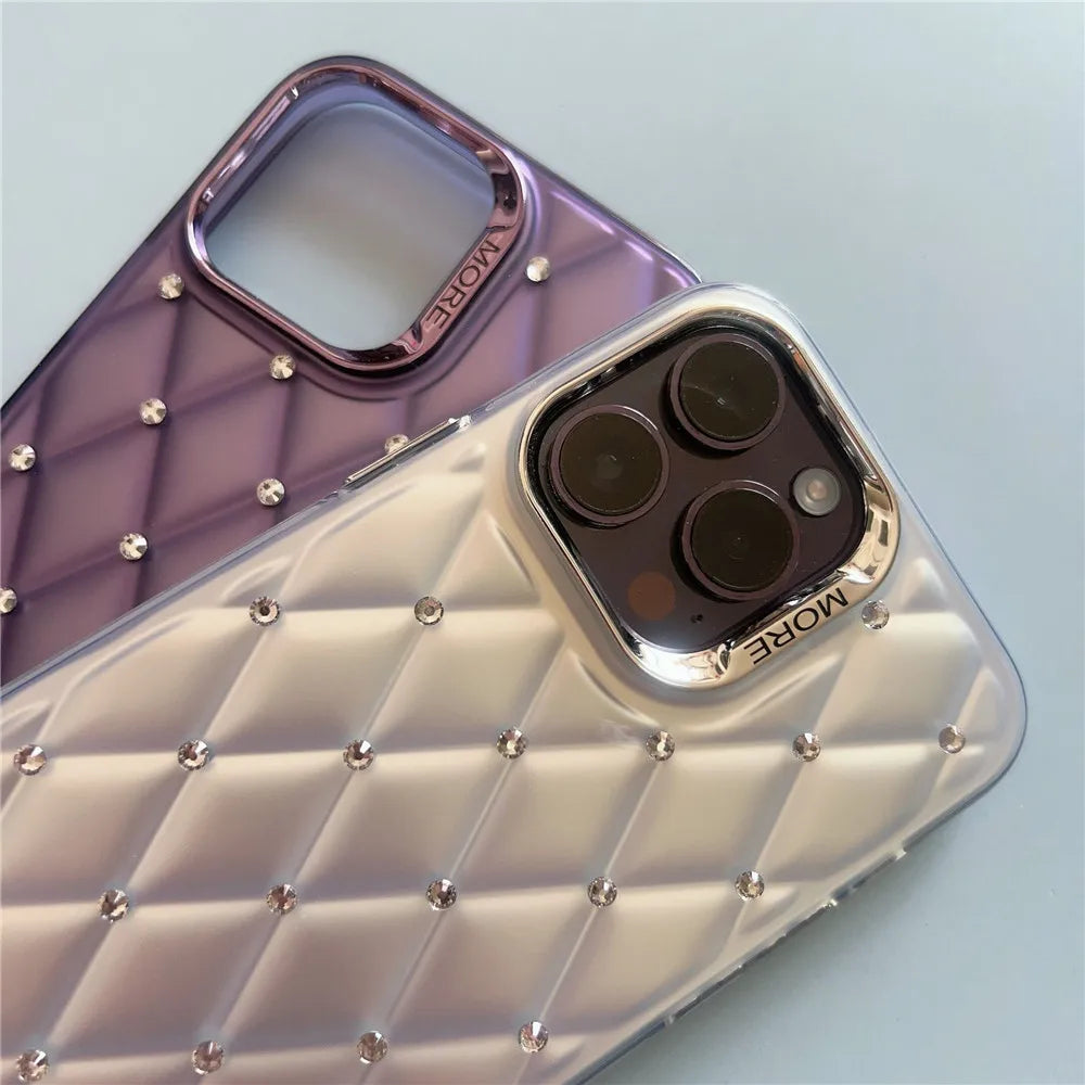 Luxury Diamond-studded Quilted Pattern Iphone Case on Luulla