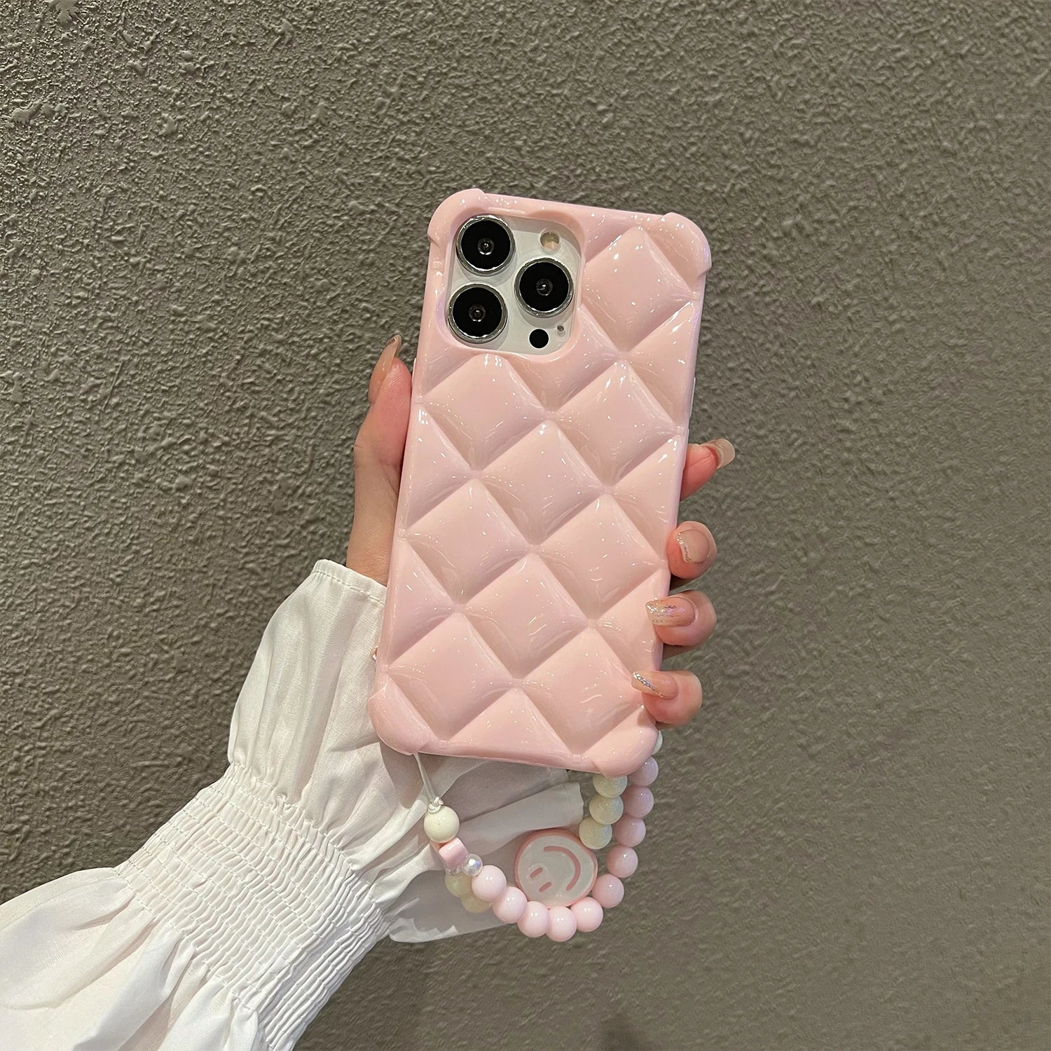 Quilted Pink Iphone Case With Beaded Strap on Luulla