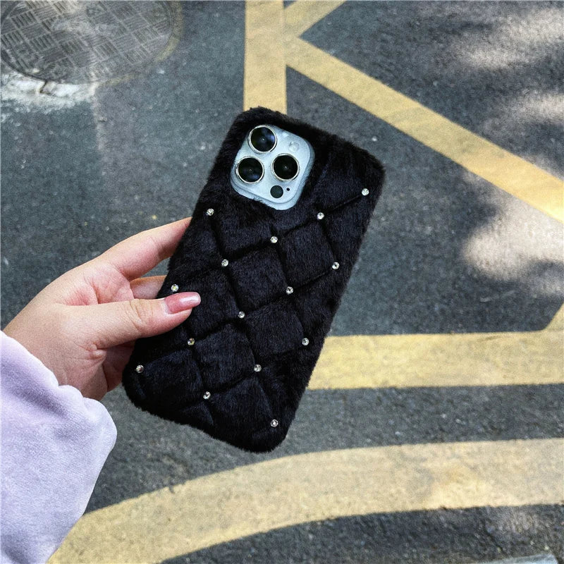 Luxury Plush Rhinestone Quilted Iphone Case Cover on Luulla