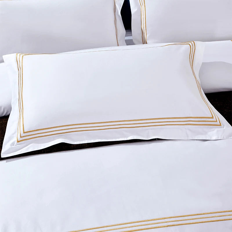 Luxury White Linen Set With Gold Trim on Luulla