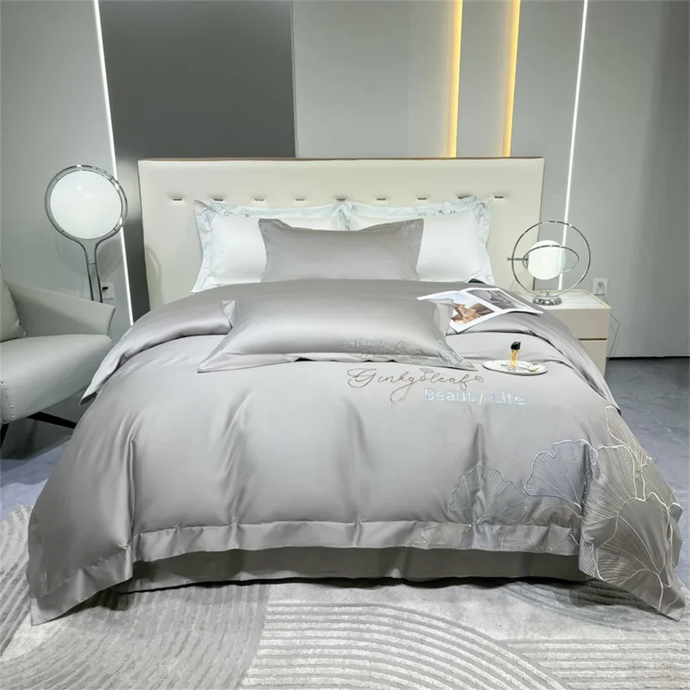 Luxury Silver Gray Satin Bedding Set on Luulla