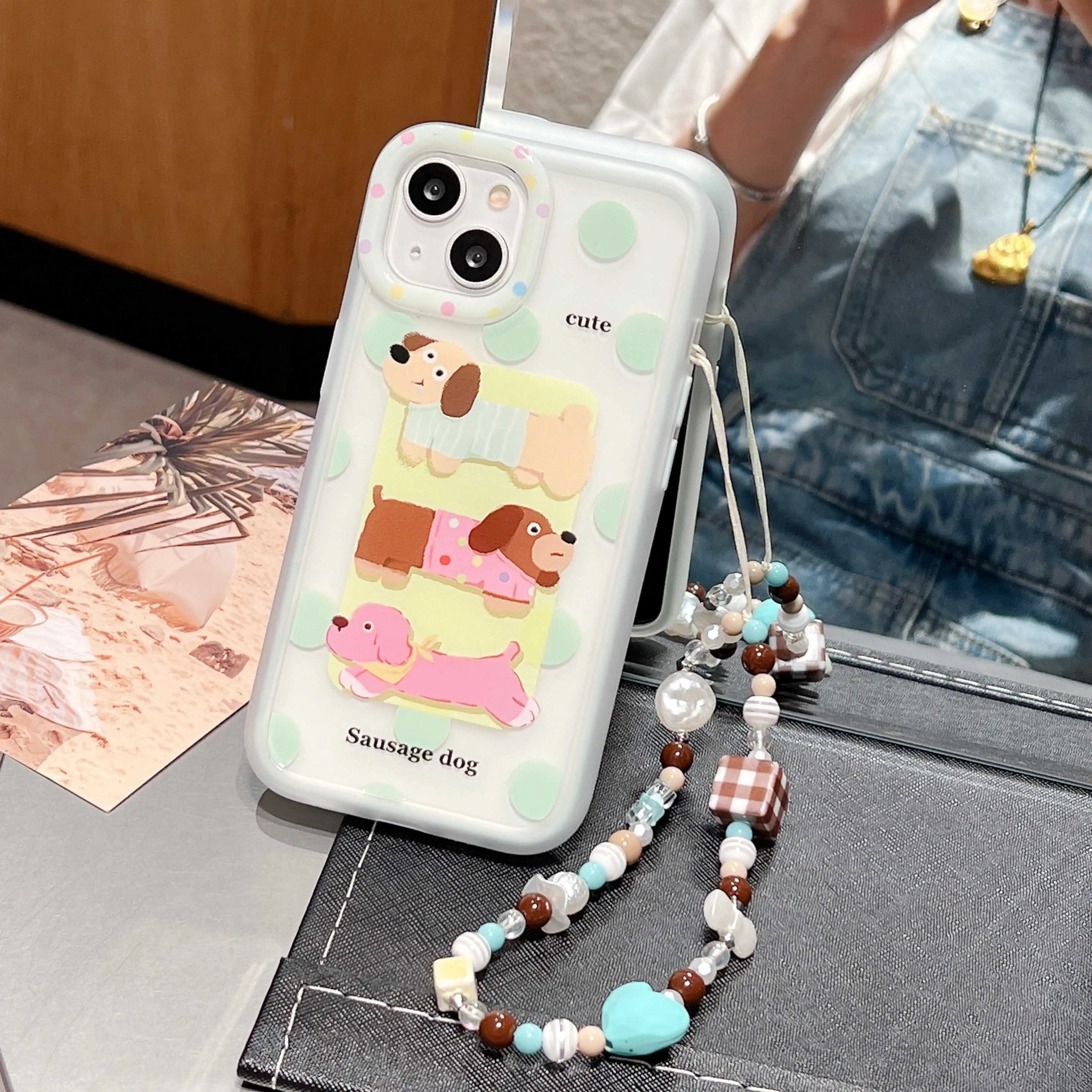 Cute Sausage Dog Iphone Case With Beads on Luulla