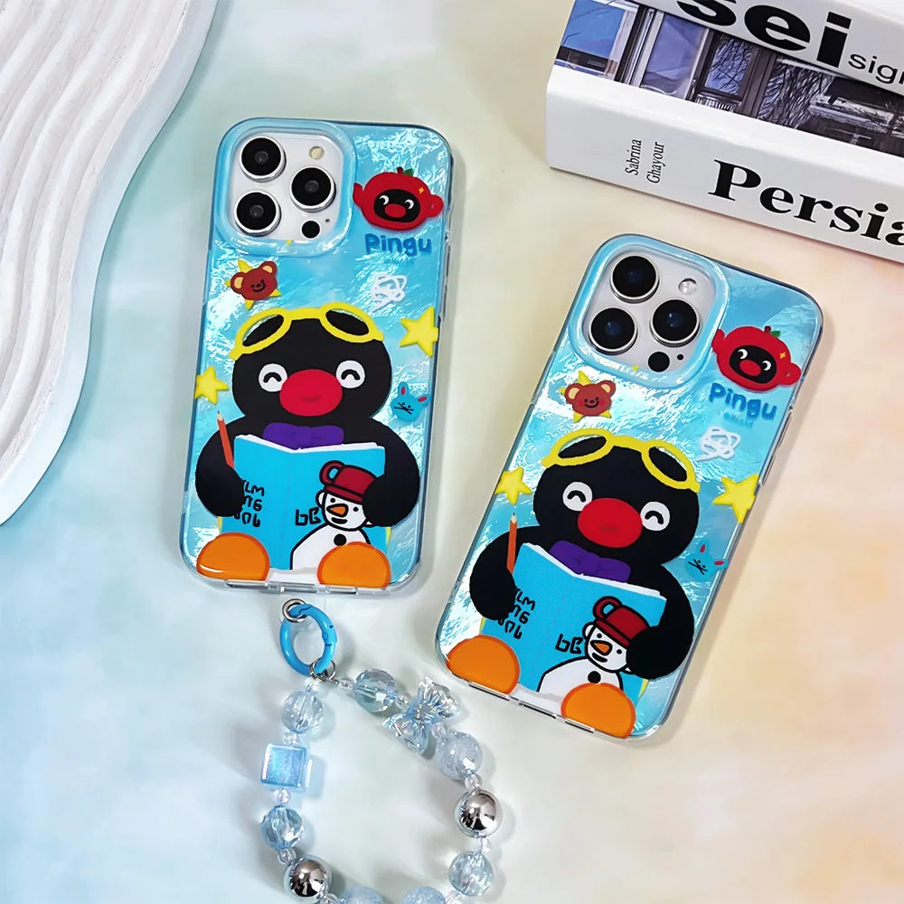 Cartoon Pingu Iphone Case With Charm Strap on Luulla