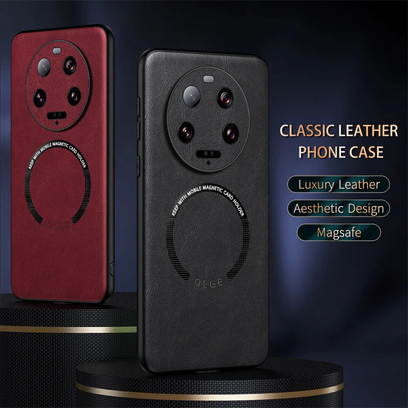 Luxury Leather Magnetic Case For Magsafe Charging on Luulla