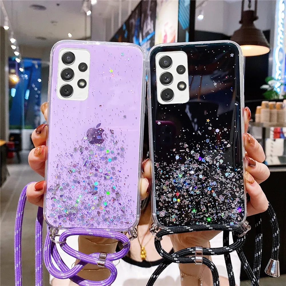 Glitter Sparkle Phone Cases With Lanyard Straps on Luulla