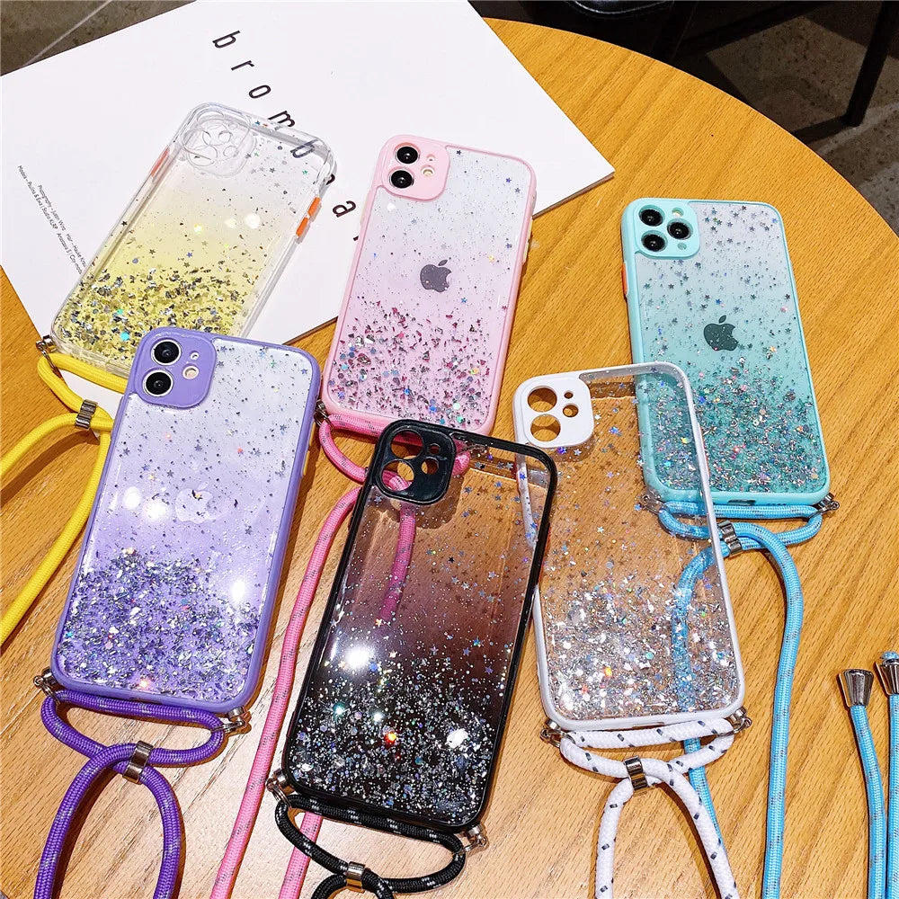Glitter Gradient Lanyard Phone Case Collection on Luulla