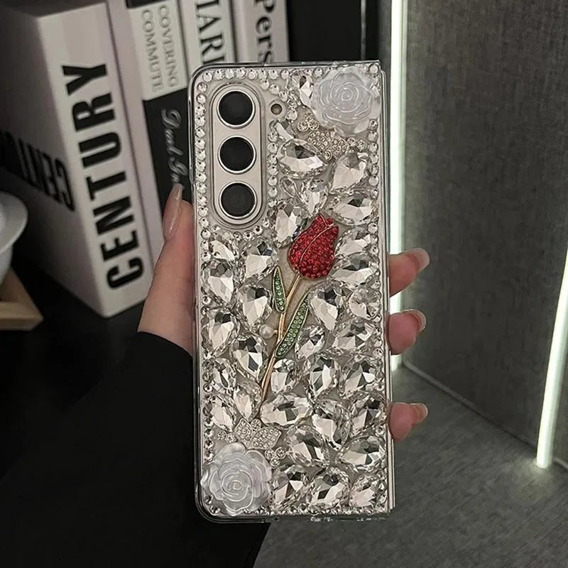 Luxurious Crystal Rose Embellished Phone Case Cover on Luulla
