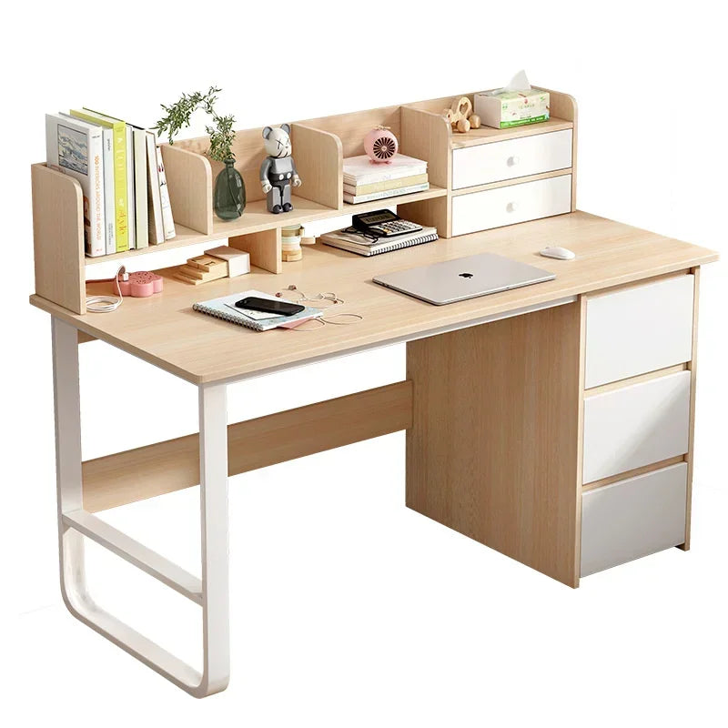 Spacious Wooden Desk With Storage Drawers And Shelves on Luulla