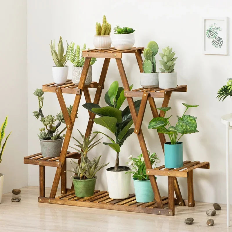 Multi-tier Wooden Plant Stand For Indoor Display on Luulla