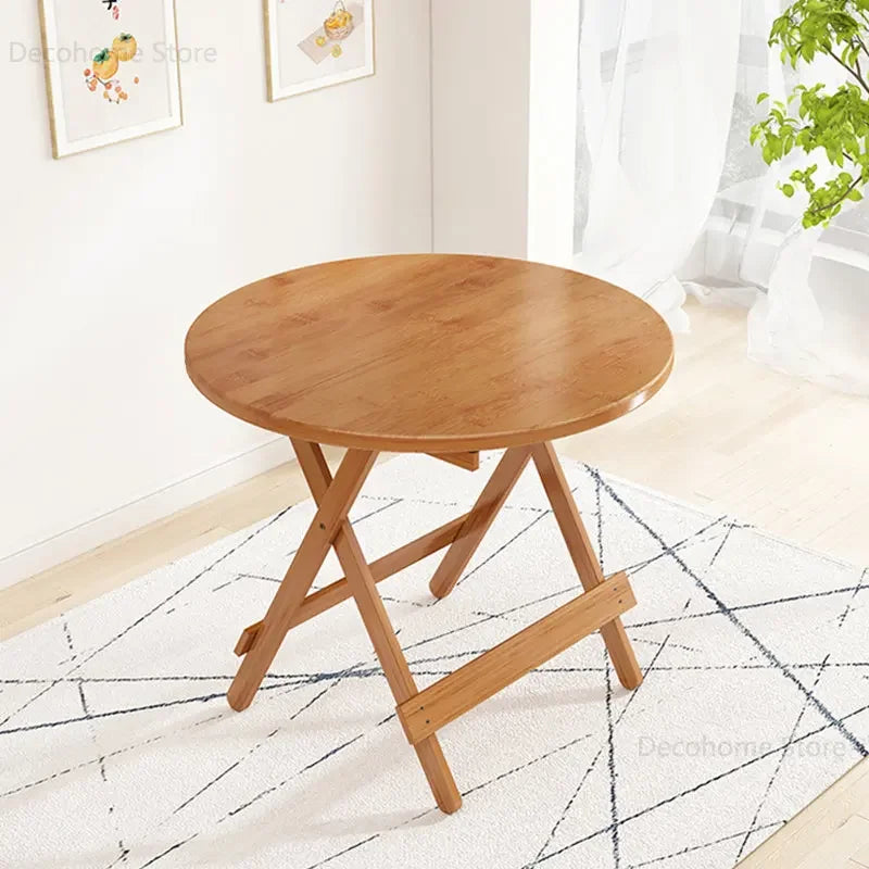 Compact Wooden Folding Round Table For Living Spaces on Luulla