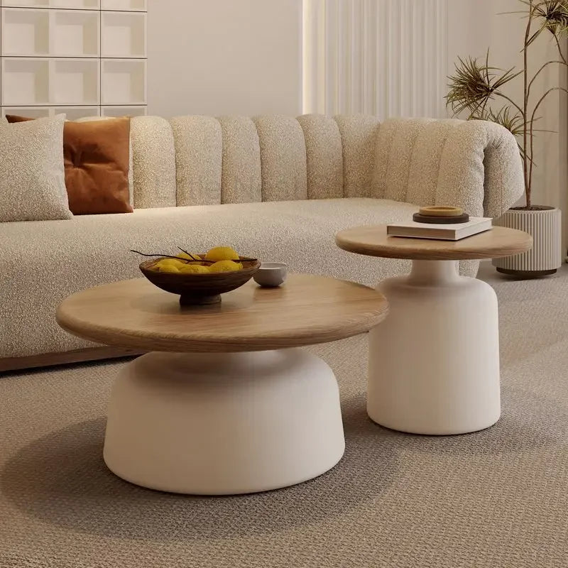 Modern Wooden Round Coffee Tables Set Of Two on Luulla