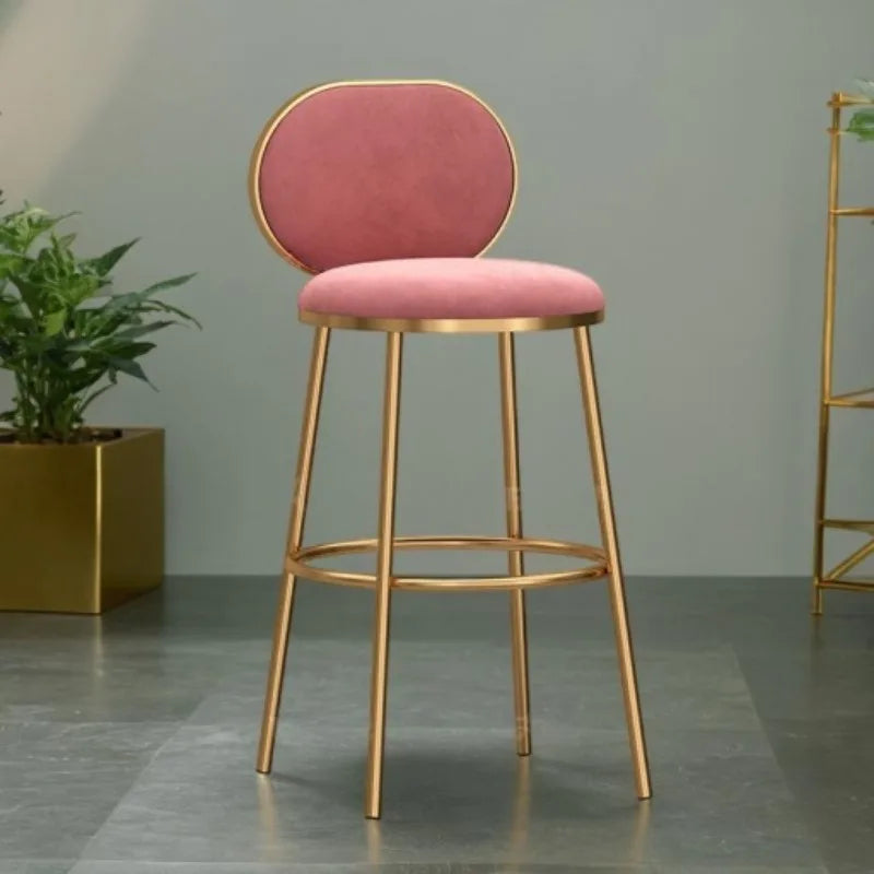 Chic Velvet Pink Bar Stool With Gold Legs on Luulla
