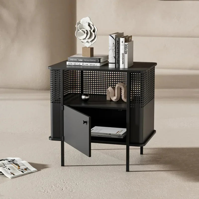 Modern Black Metal Mesh Side Table With on Luulla