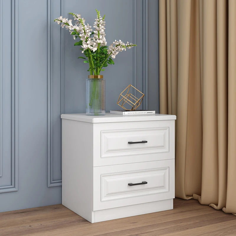 Modern White Two-drawer Nightstand With Handles on Luulla