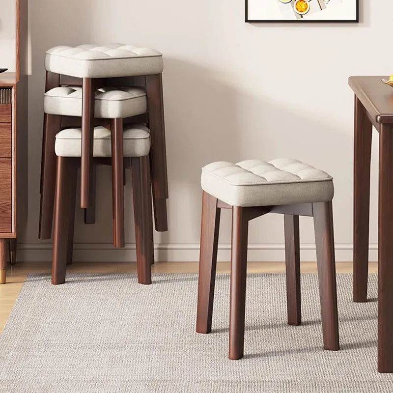 Modern Stackable Wooden Stools With Cushioned Seats on Luulla