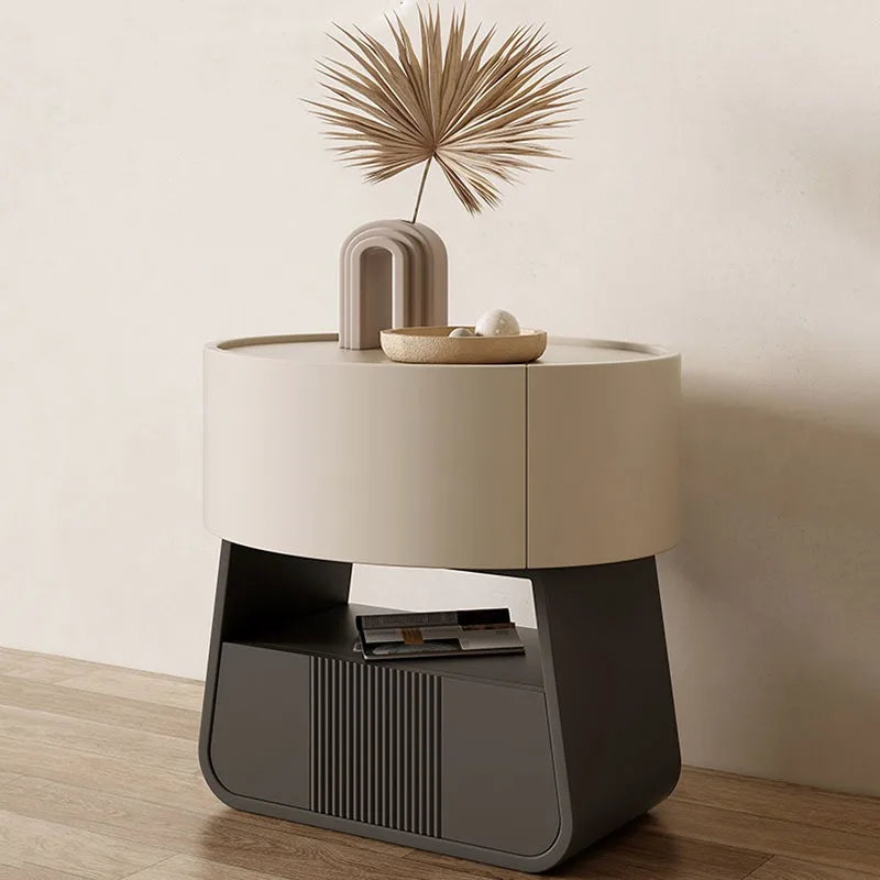 Modern Dual-tone Round Side Table With Shelf on Luulla