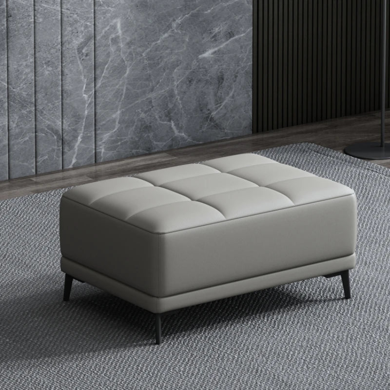 Modern Gray Tufted Ottoman With Metal Legs on Luulla