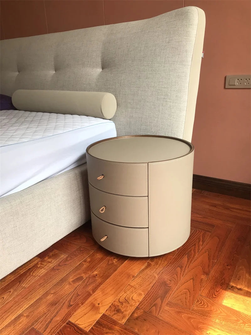 Modern Round Nightstand With Three Storage Drawers on Luulla