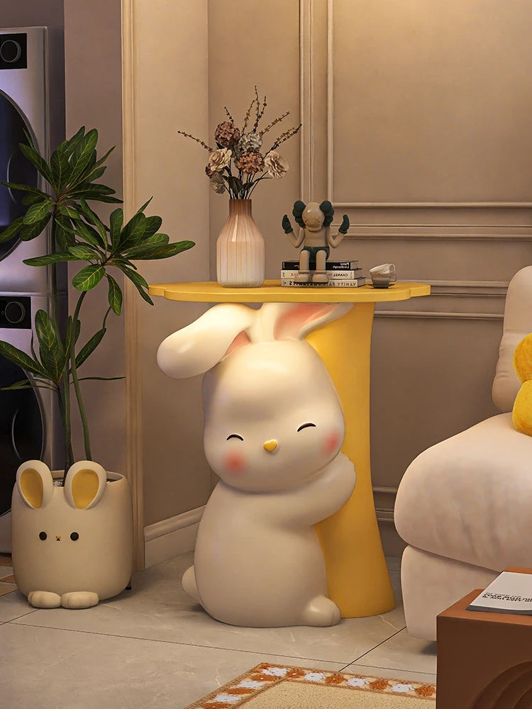 Adorable Bunny Themed Yellow Side Table Decor on Luulla