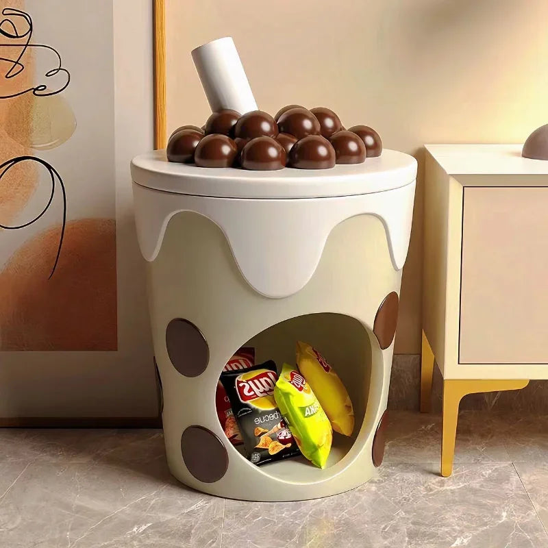 Boba-themed Storage Bin With Snack Compartment on Luulla