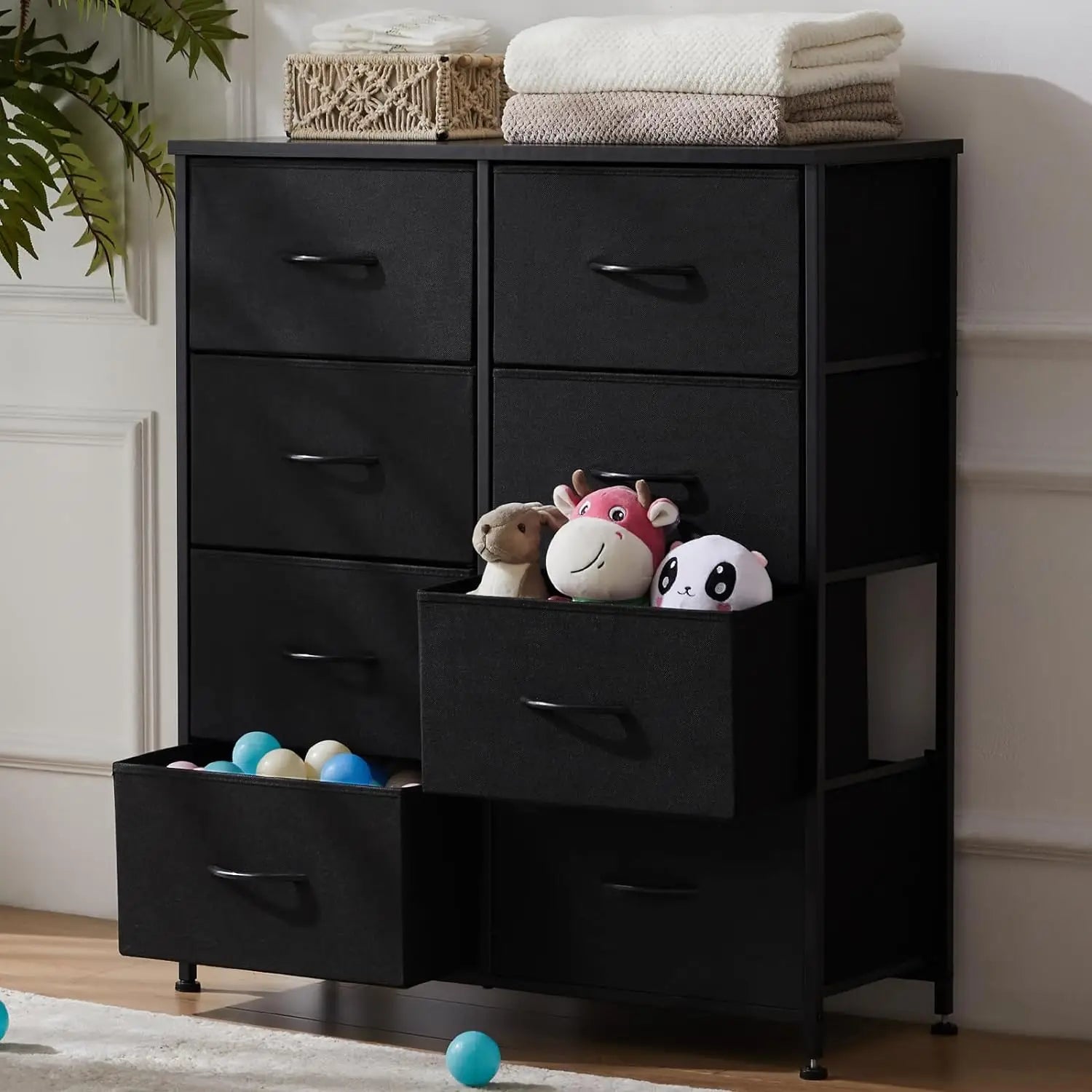 Sturdy Black Multi-drawer Storage Unit With Handles on Luulla