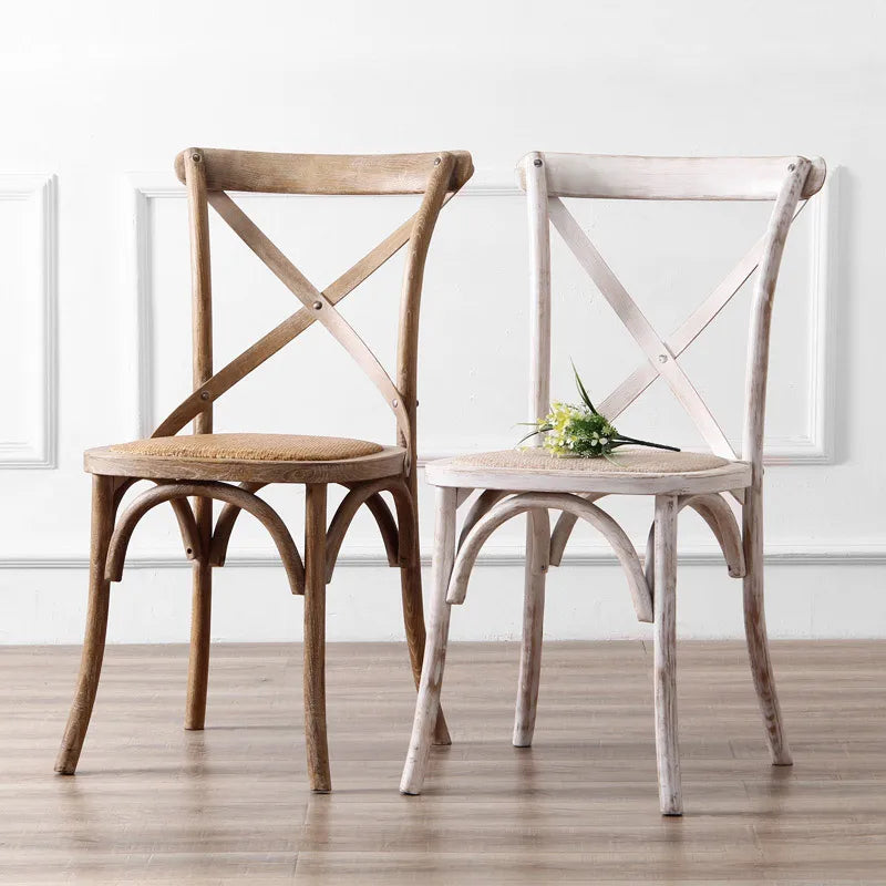 Rustic Wooden Cross-back Dining Chair Set on Luulla