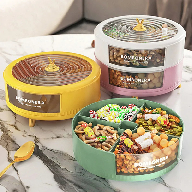 Rotating Snack Box With Multiple Compartments, Decorative Design on Luulla