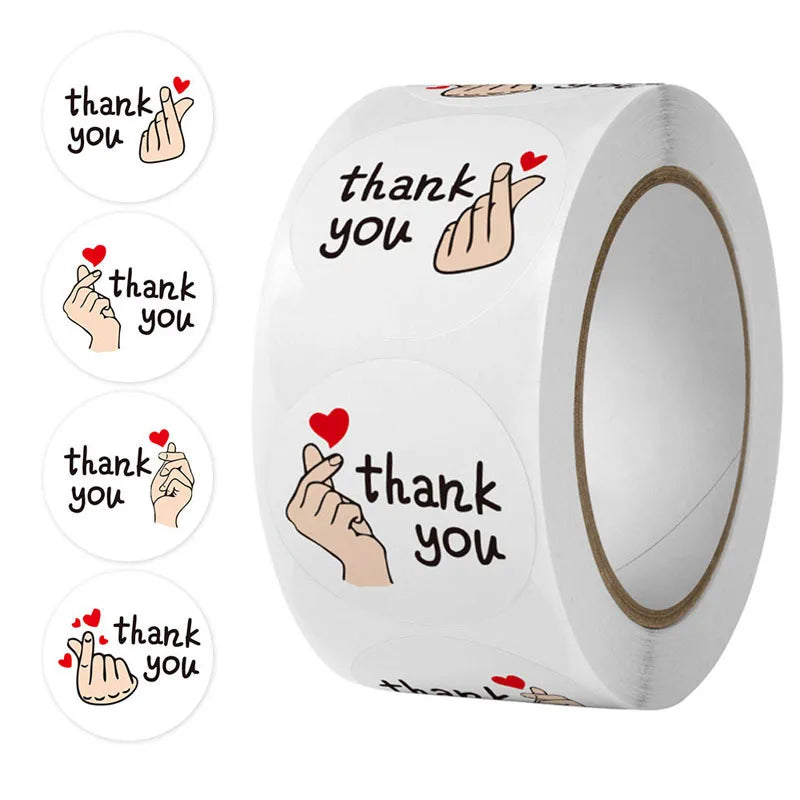Heart Gesture Thank You Sticker Roll 500pcs on Luulla