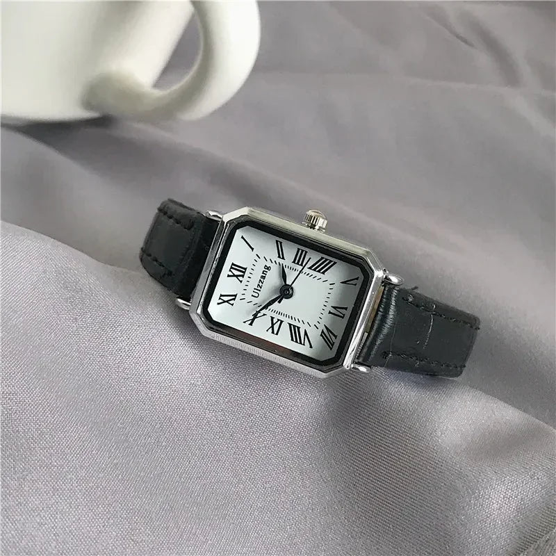 Classic Square Case Watch With Leather Strap on Luulla