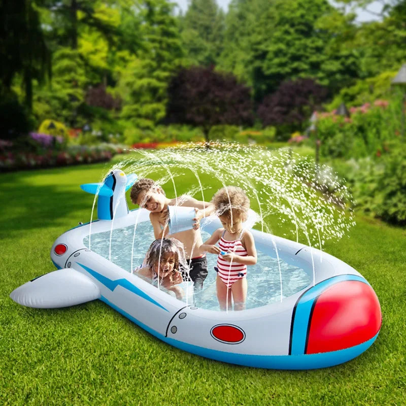 Interactive Rocket-shaped Kids Inflatable Splash Pool on Luulla