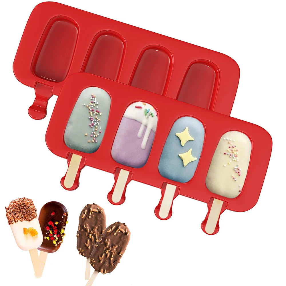 Silicone Ice Cream Mold, 4-cavity Nonstick Tray on Luulla