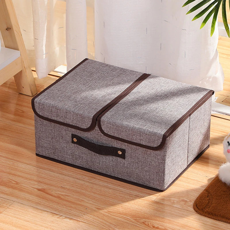Collapsible Fabric Storage Box With Lid Handles on Luulla