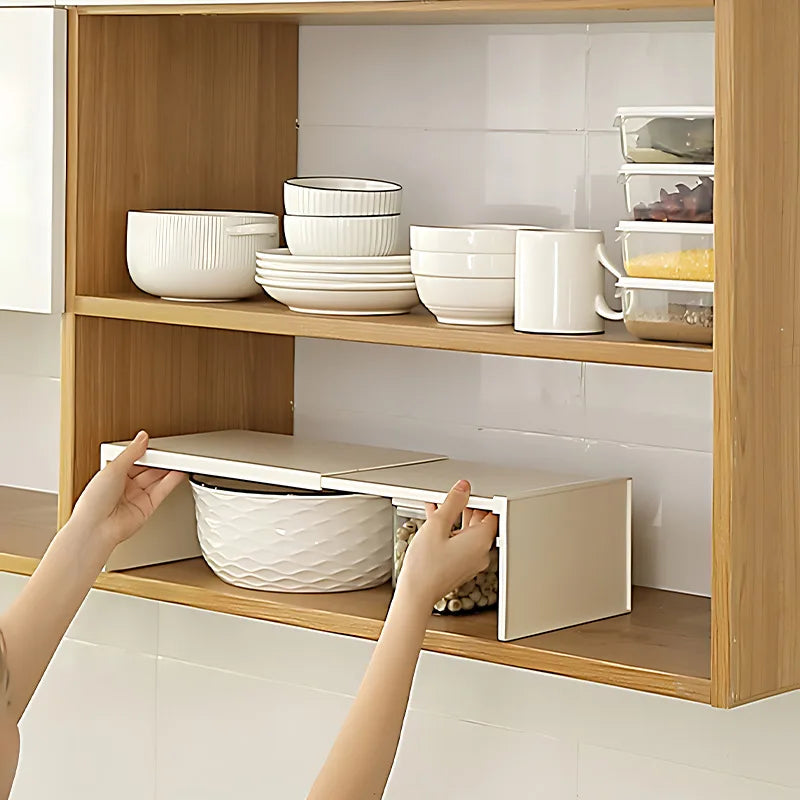 Adjustable Kitchen Shelf Organizer With Sliding Drawer on Luulla