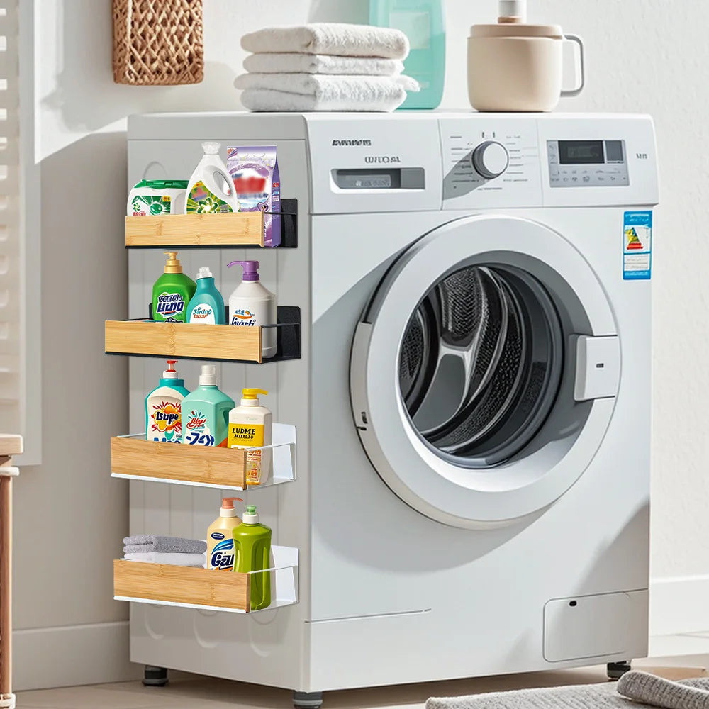 Four-tier Bamboo Wall-mounted Laundry Detergent Organizer on Luulla