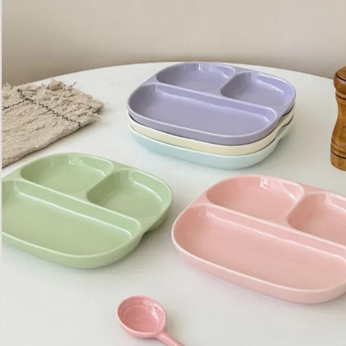 Colorful Ceramic Dinner Plates With Dividers, Set on Luulla
