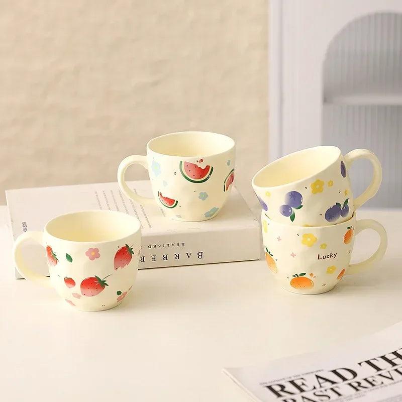 Colorful Ceramic Mugs Set With Fruit Designs on Luulla