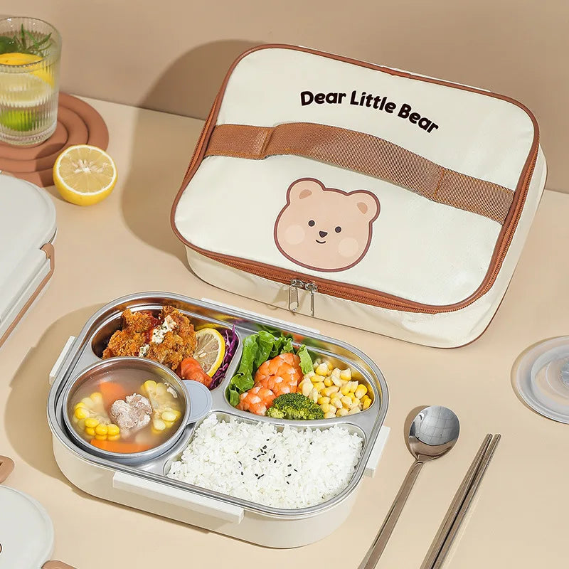 Insulated Bear Lunchbox With Stainless Steel Compartments on Luulla