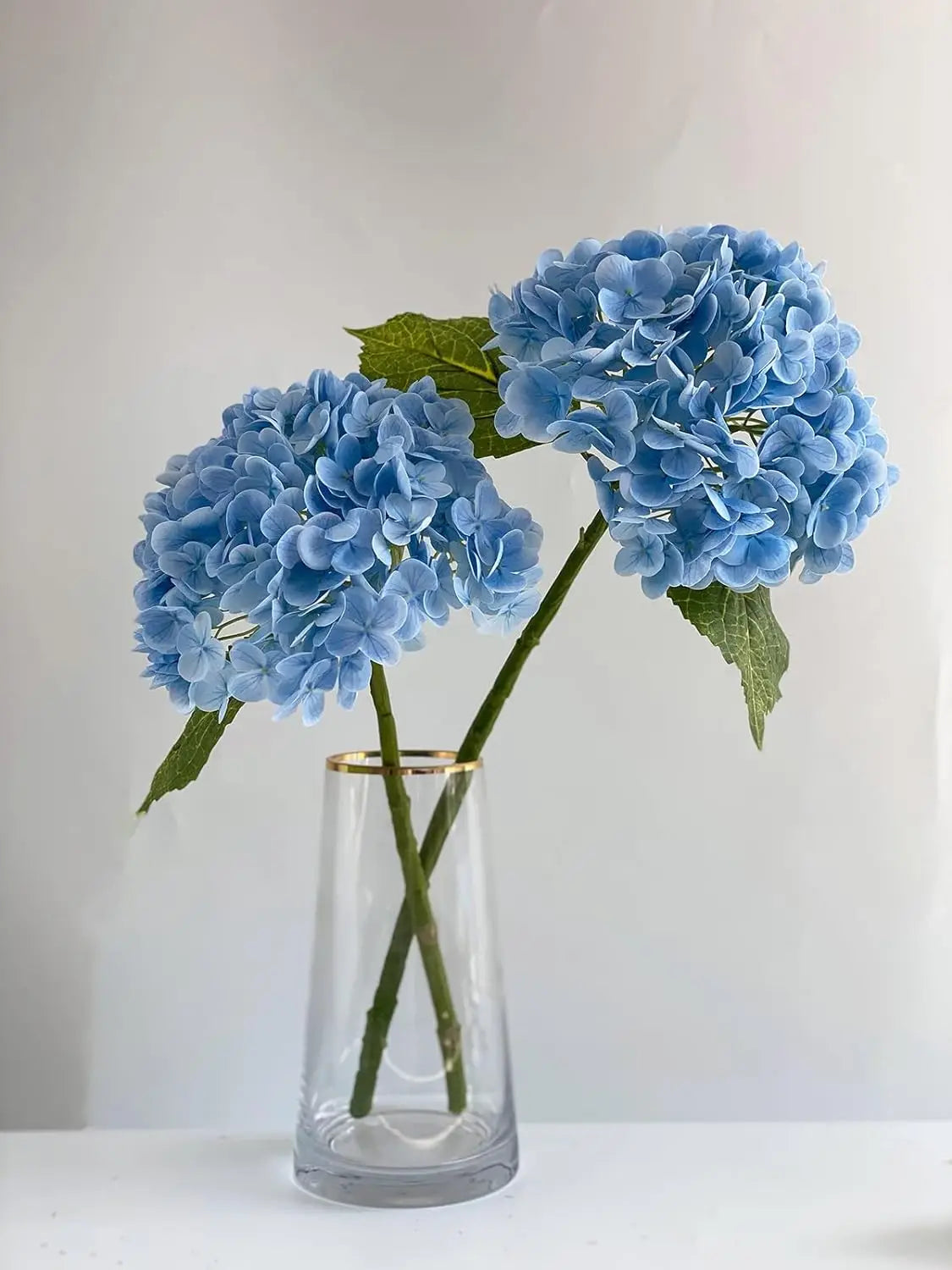 Artificial Blue Hydrangea Stems In Glass on Luulla
