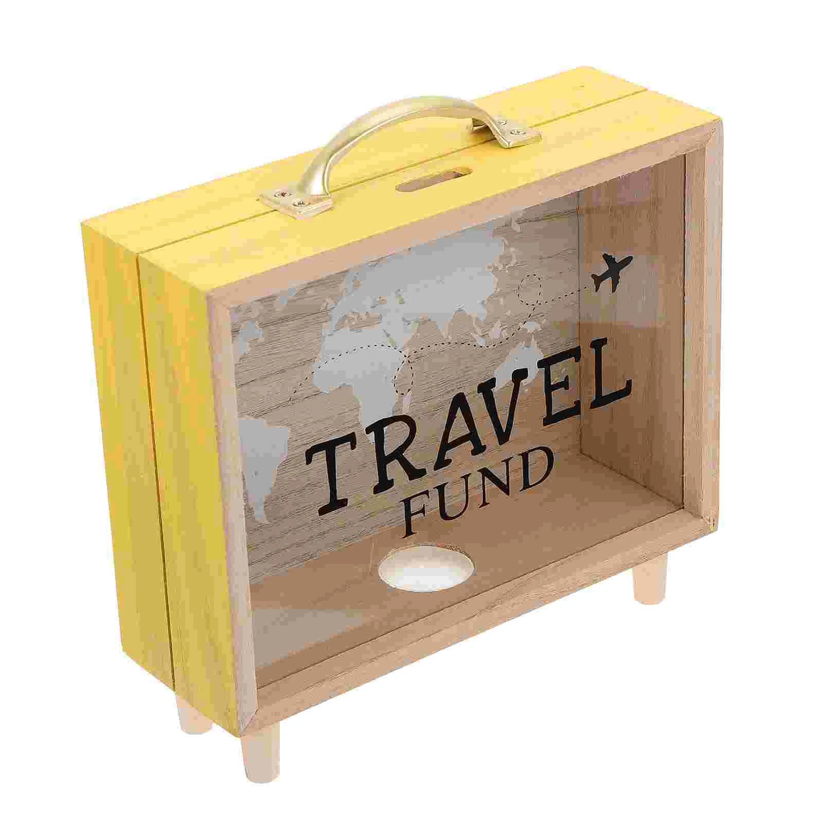 Wooden Travel Fund Box With Map Design on Luulla